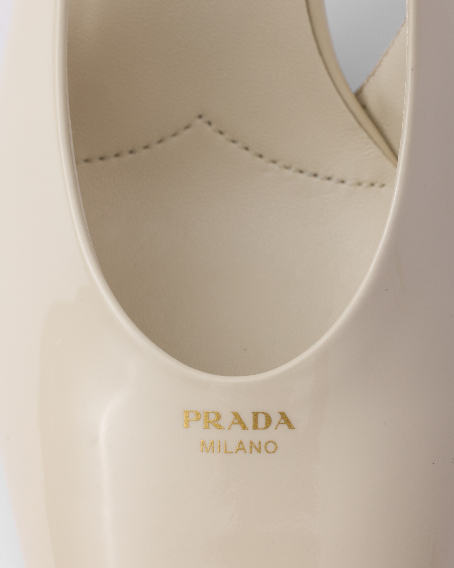 Ivory Patent Leather Slingback Pumps | PRADA