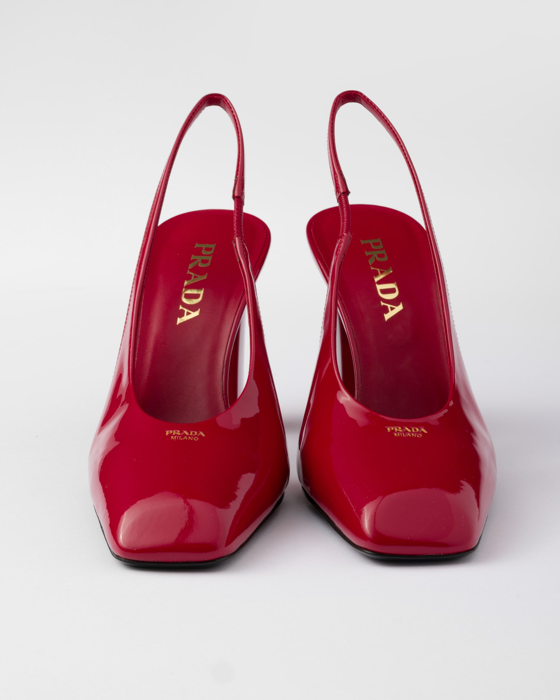 Cherry Red Patent Leather Slingback Pumps | PRADA