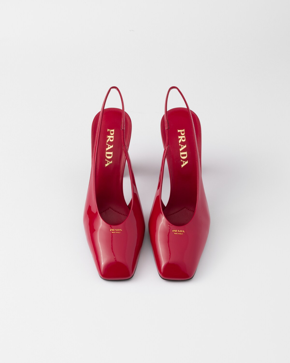 Cherry Red Patent Leather Slingback Pumps | PRADA