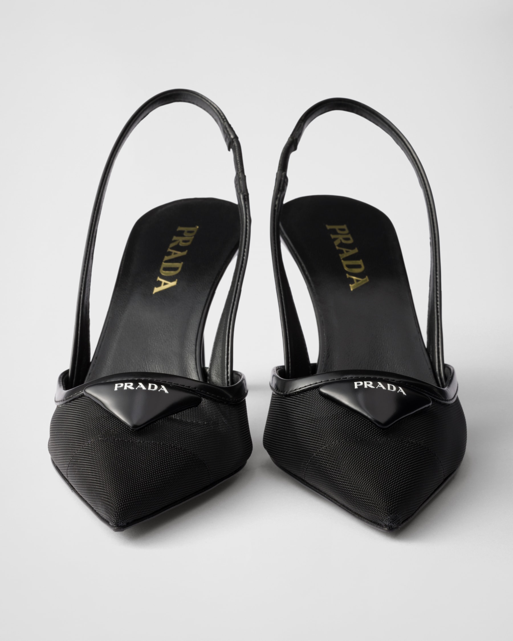Black Mesh Fabric Slingback Pumps | PRADA - United States