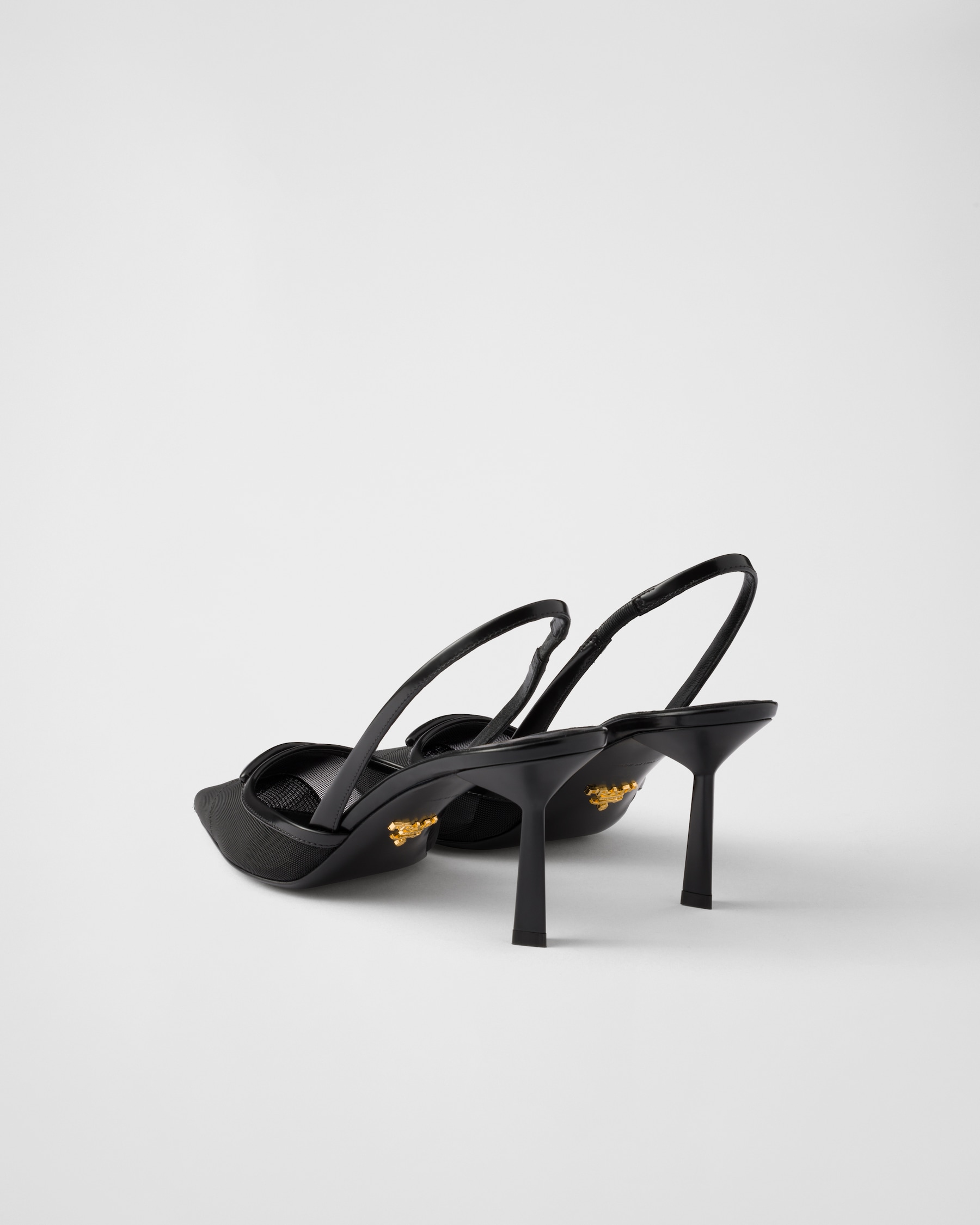 Black Mesh Fabric Slingback Pumps | PRADA - United States