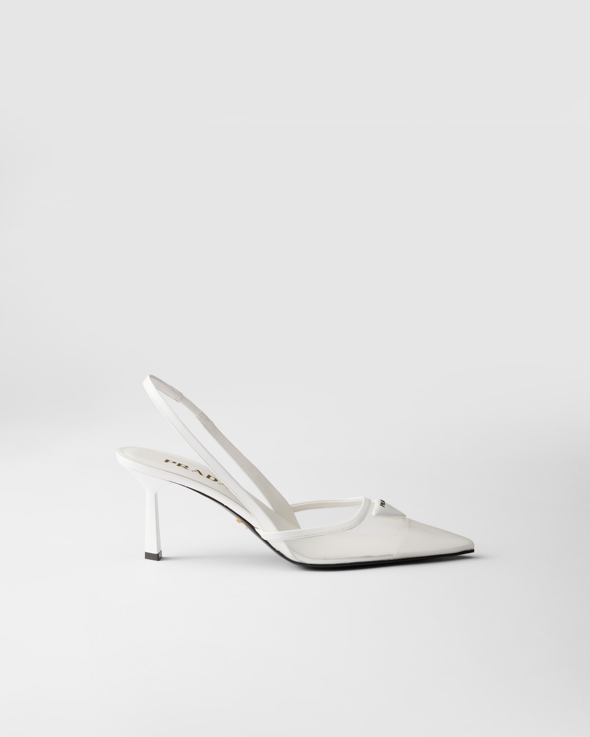 White Mesh Fabric Slingback Pumps | PRADA