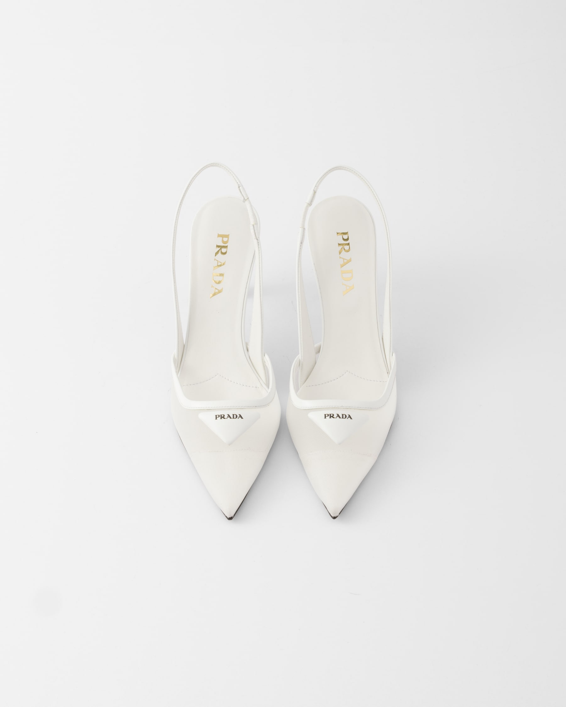 White Mesh Fabric Slingback Pumps | PRADA
