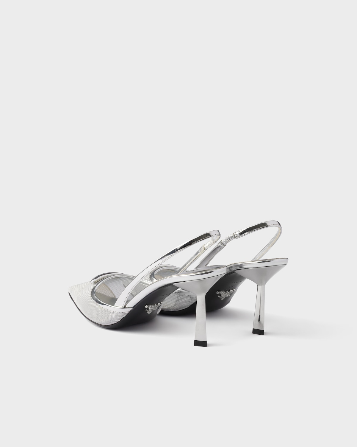 Silver Mesh Fabric Slingback Pumps | PRADA