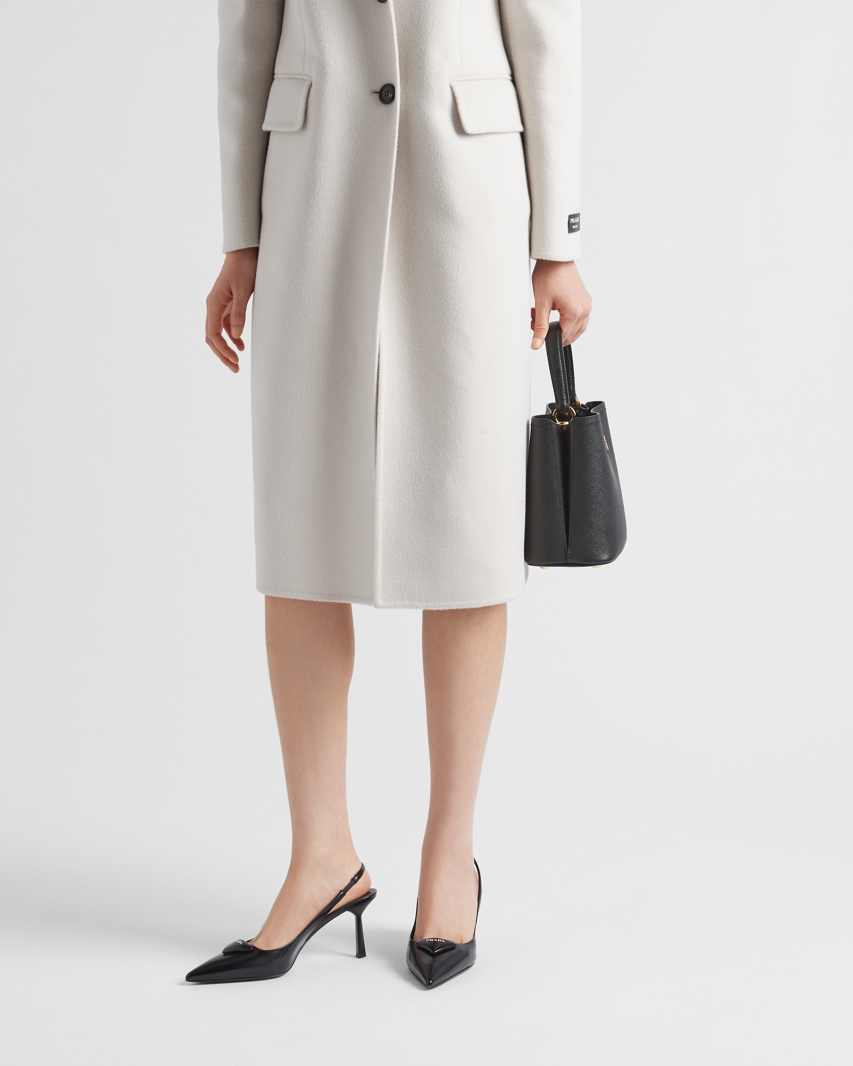 Black Brushed Leather Slingback Pumps | PRADA