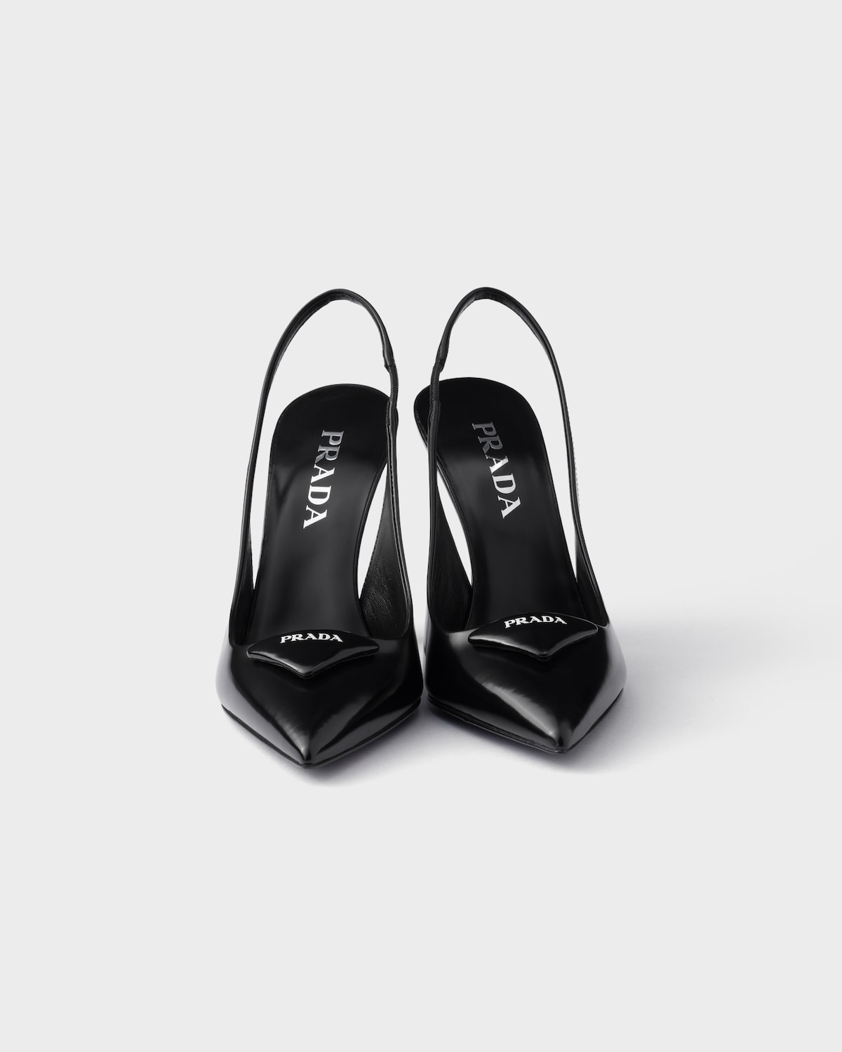 Black Brushed Leather Slingback Pumps | PRADA - United States