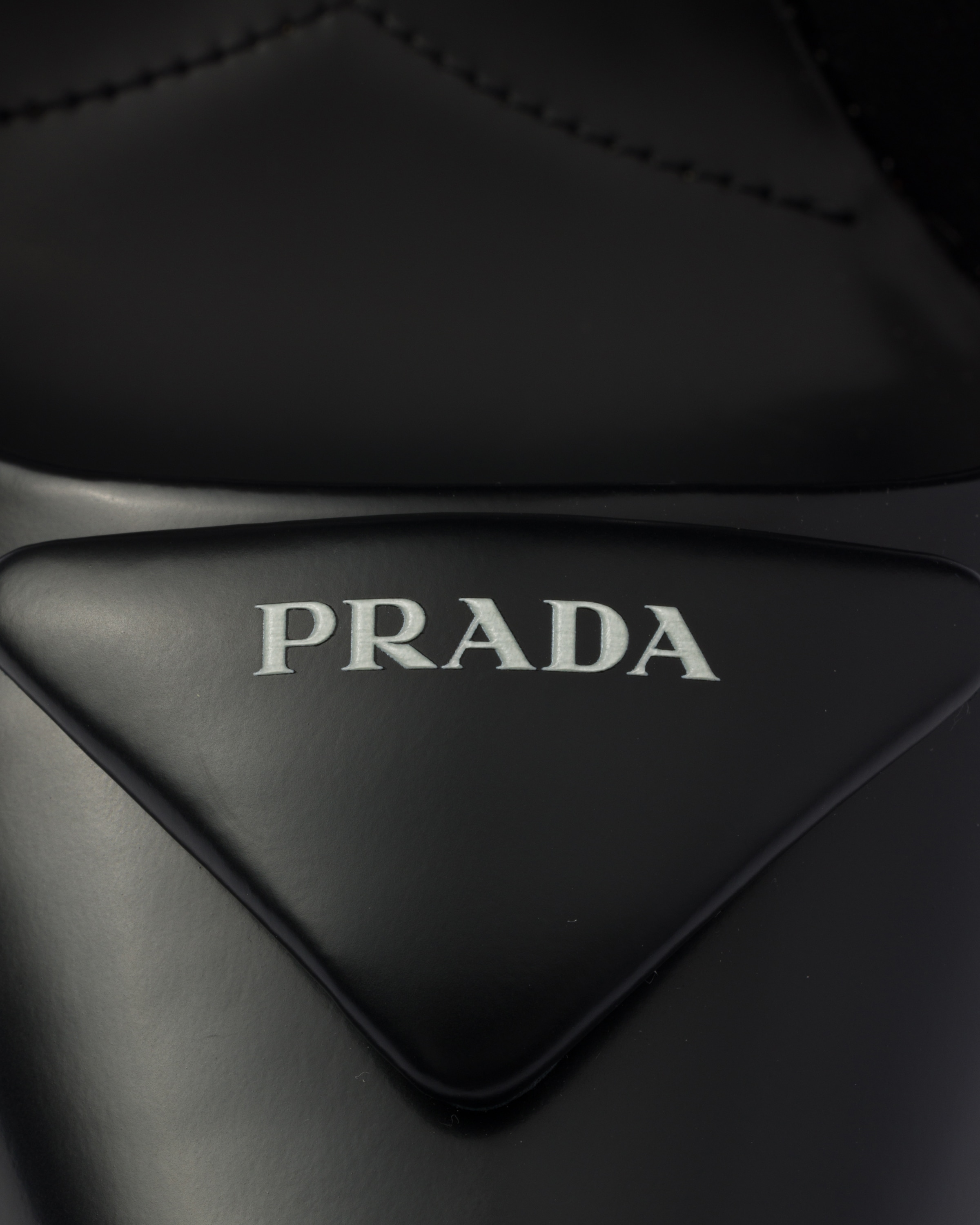 Black Brushed Leather Slingback Pumps | PRADA Black Brushed Leather Slingback Pumps | PRADA