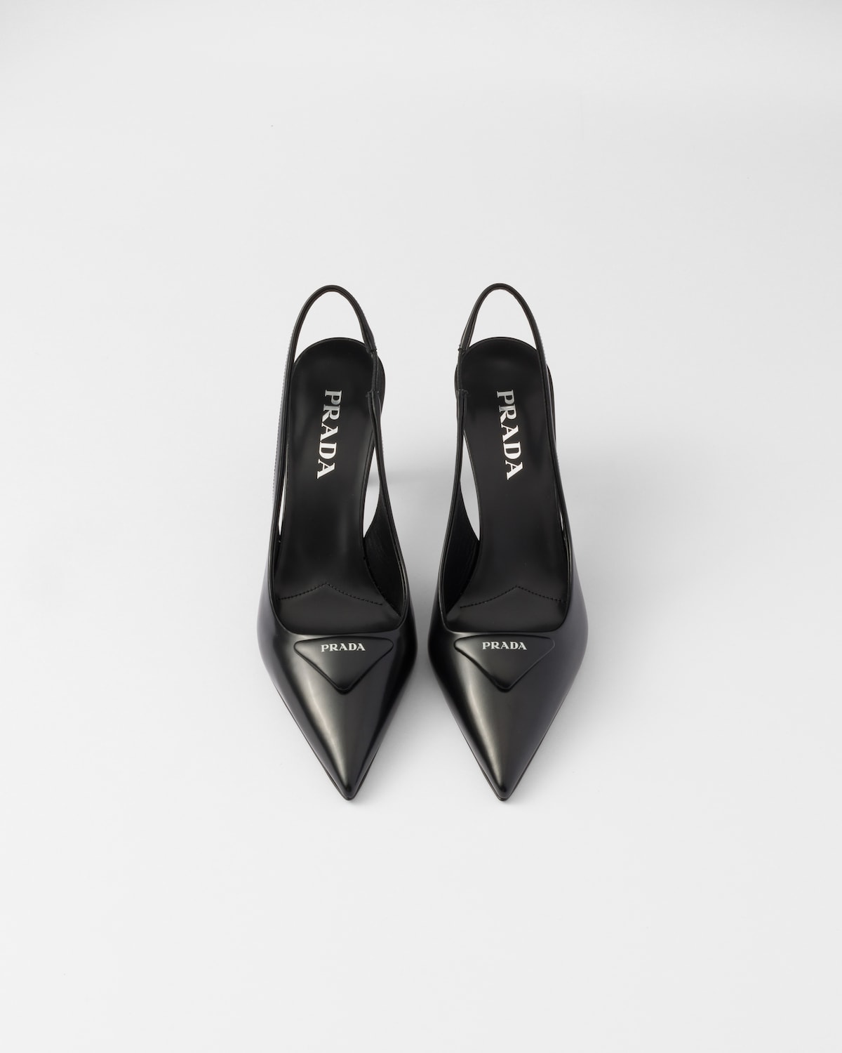Black Brushed Leather Slingback Pumps | PRADA