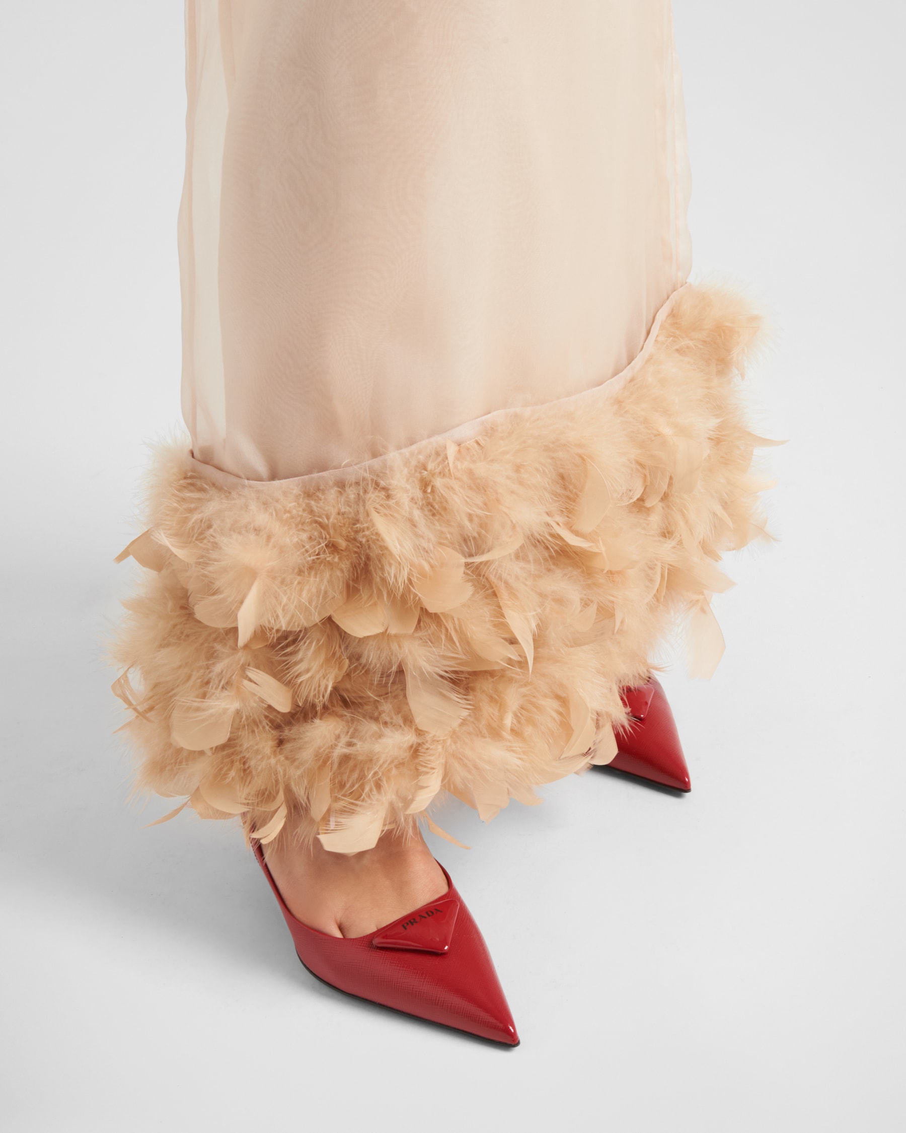 Cherry Red Saffiano Patent Leather Slingback Pumps | PRADA