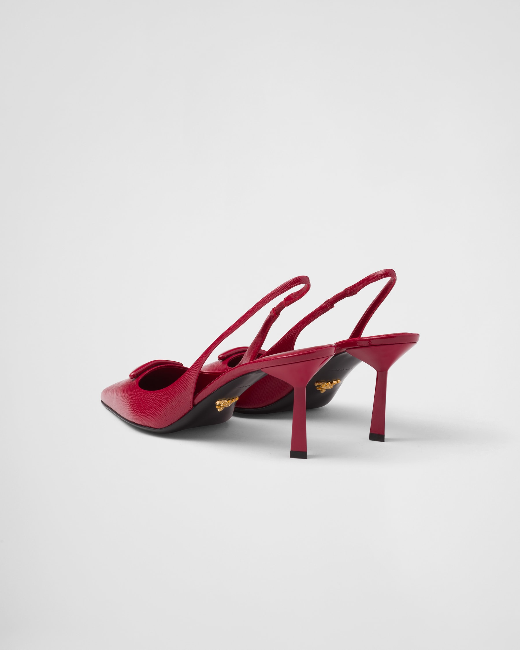 Cherry Red Saffiano Patent Leather Slingback Pumps | PRADA