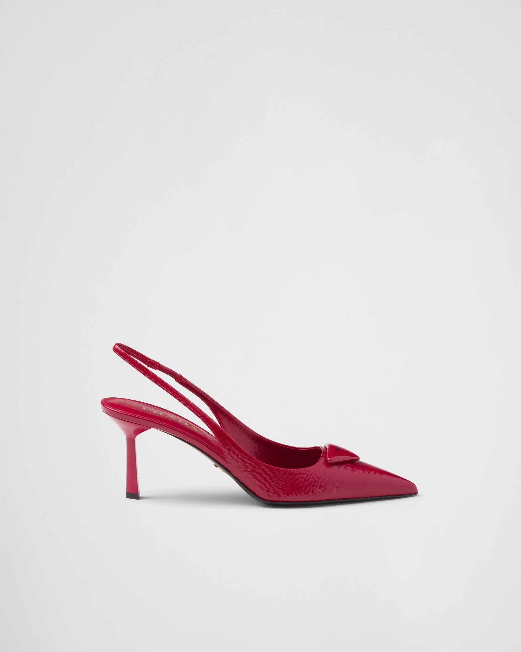 Cherry Red Saffiano Patent Leather Slingback Pumps | PRADA - United States