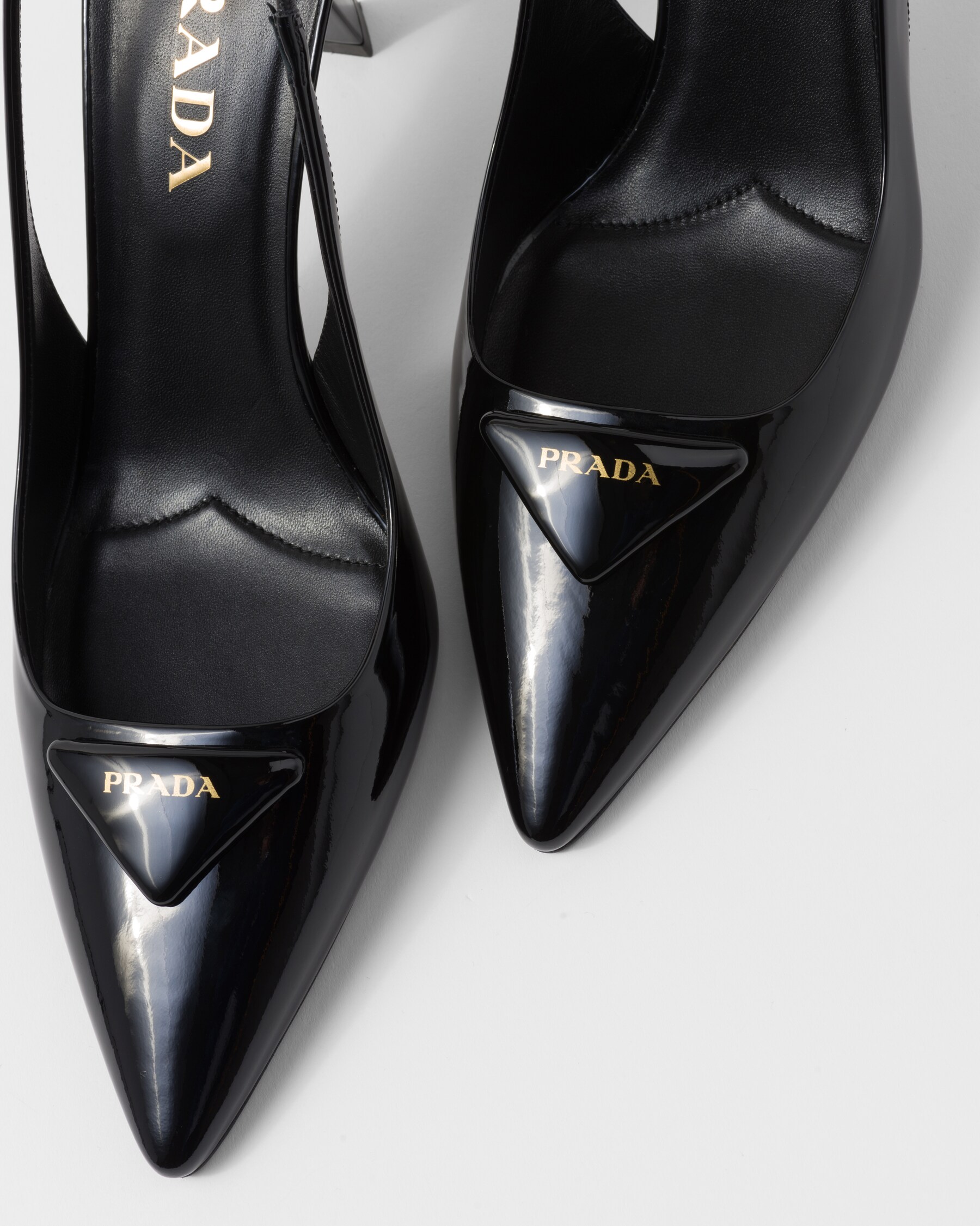 Black Patent Leather Slingback Pumps | PRADA