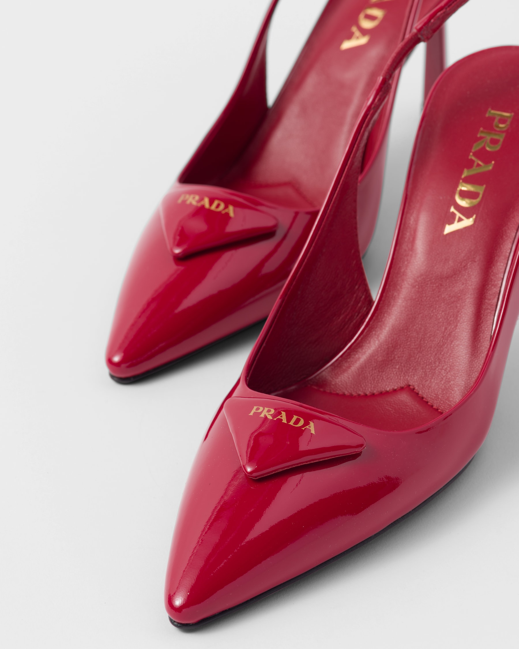 Cherry Red Patent Leather Slingback Pumps | PRADA