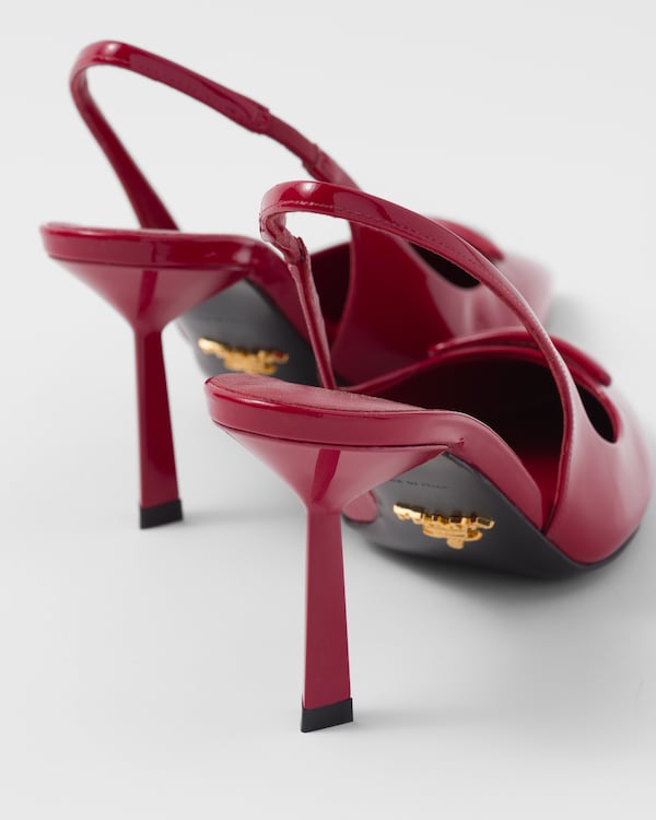 Cherry Red Patent Leather Slingback Pumps | PRADA