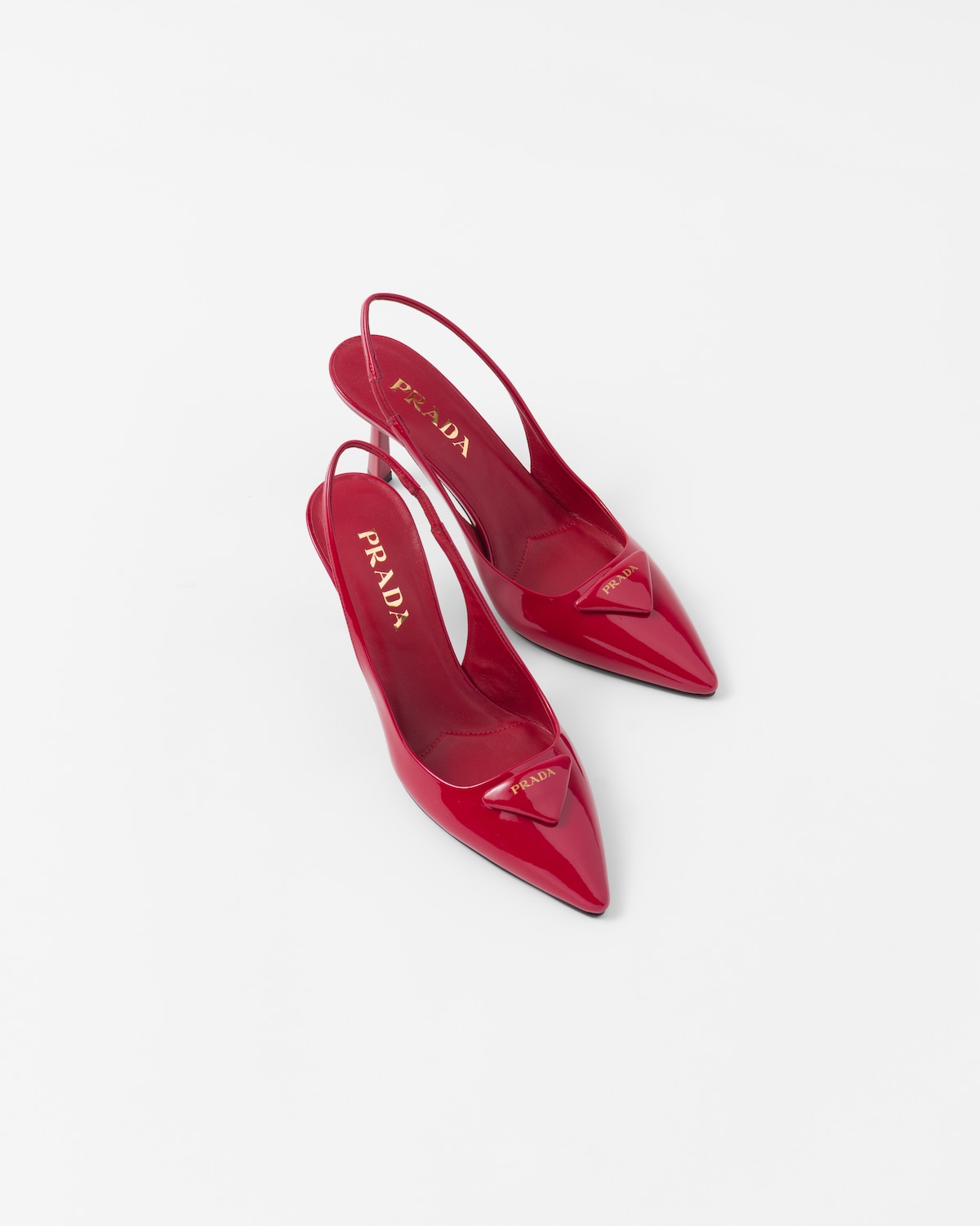 Cherry Red Patent Leather Slingback Pumps | PRADA