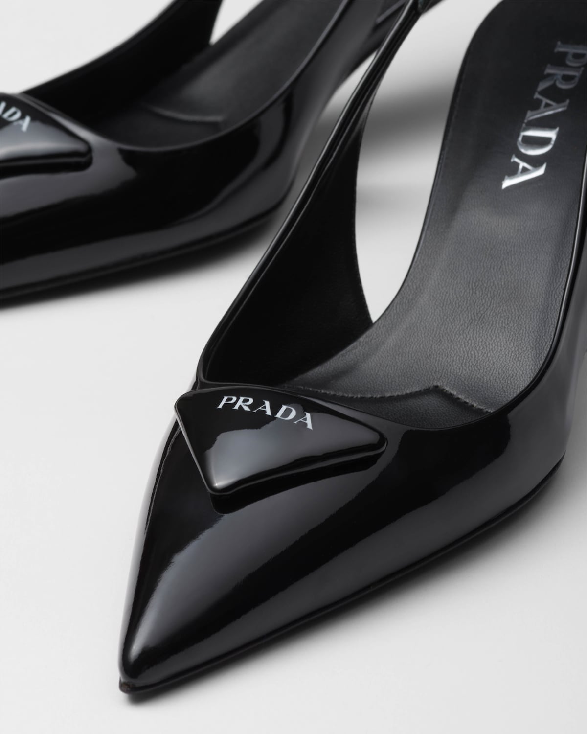 Black Patent Leather Slingback Pumps | PRADA