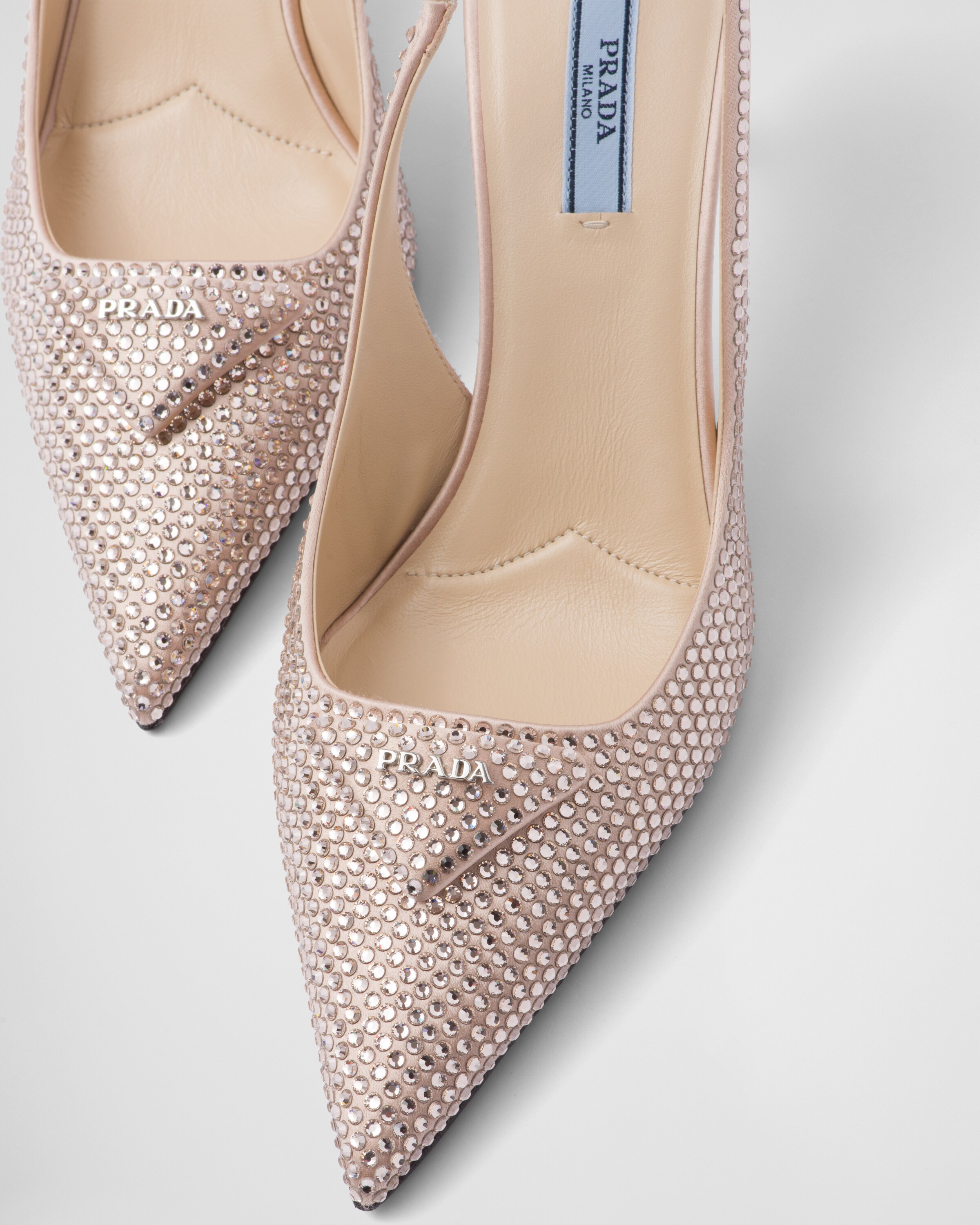 Water Lily Satin slingback pumps with crystals | Prada