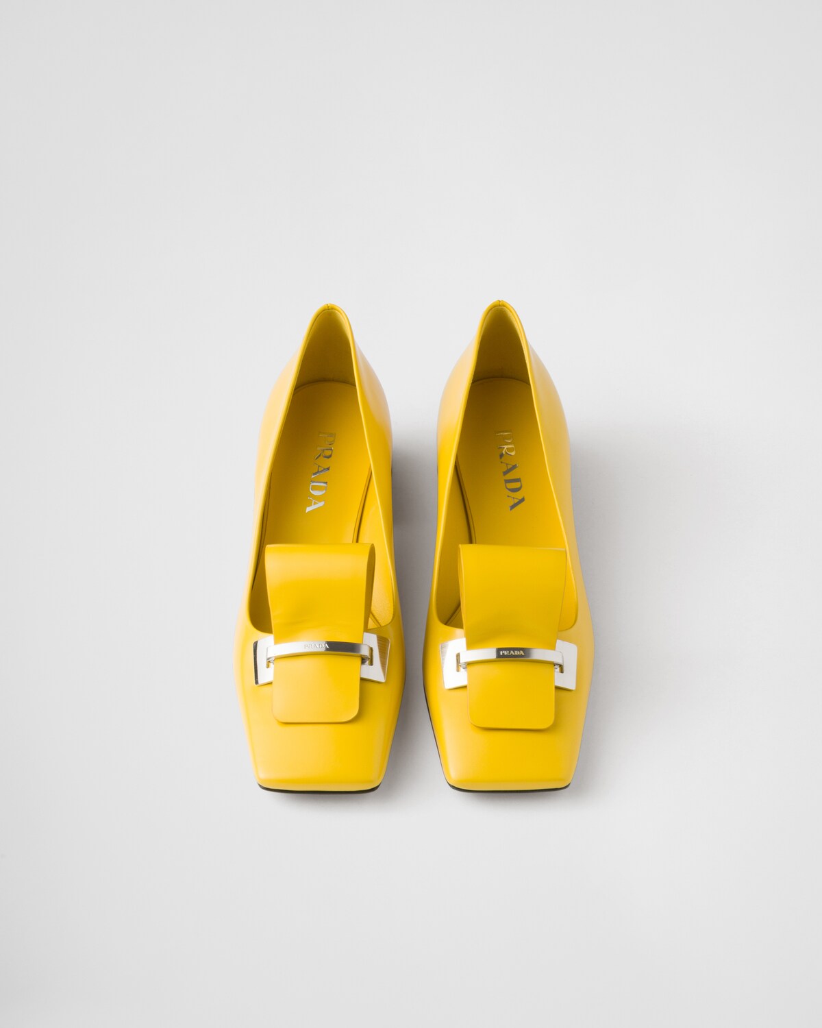 Sunny Yellow Brushed Leather Pumps | PRADA
