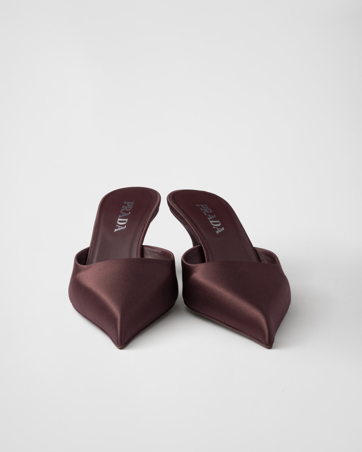 Burgundy Satin Mules | PRADA