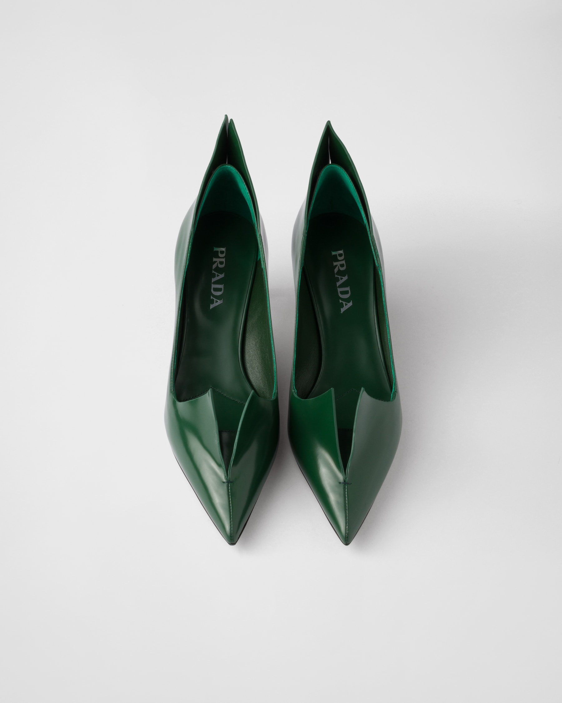 Fir Green Brushed Leather Pumps | PRADA