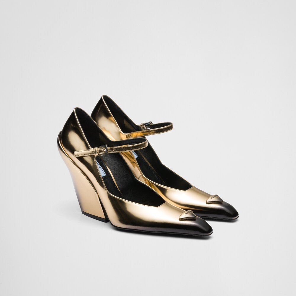 Platinum Brushed leather pumps | Prada