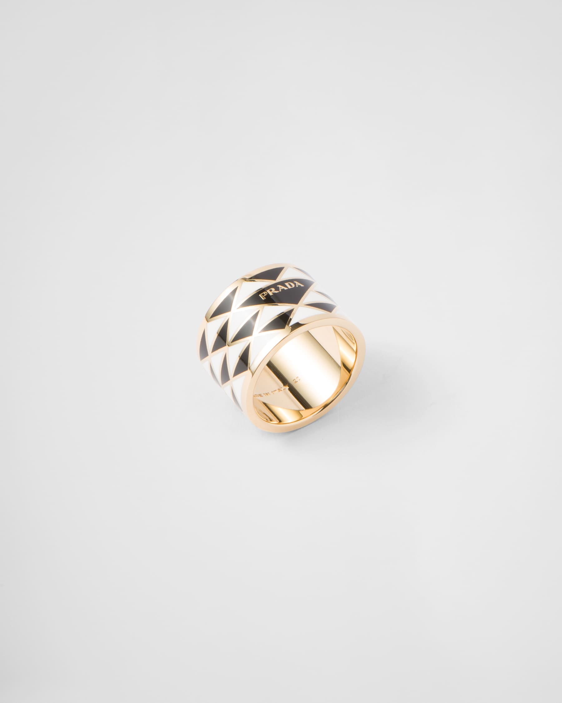 Black/white Enameled Metal Ring | PRADA