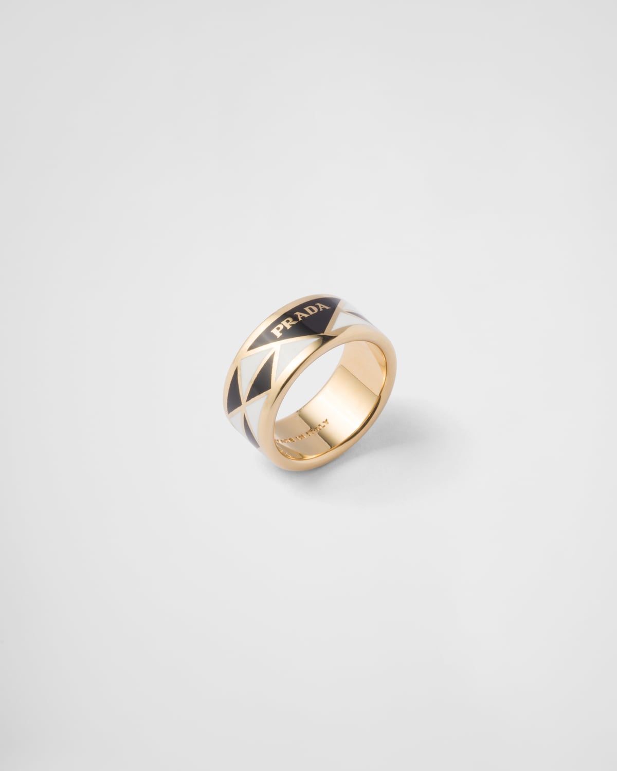 Black/white Enameled Metal Ring | PRADA