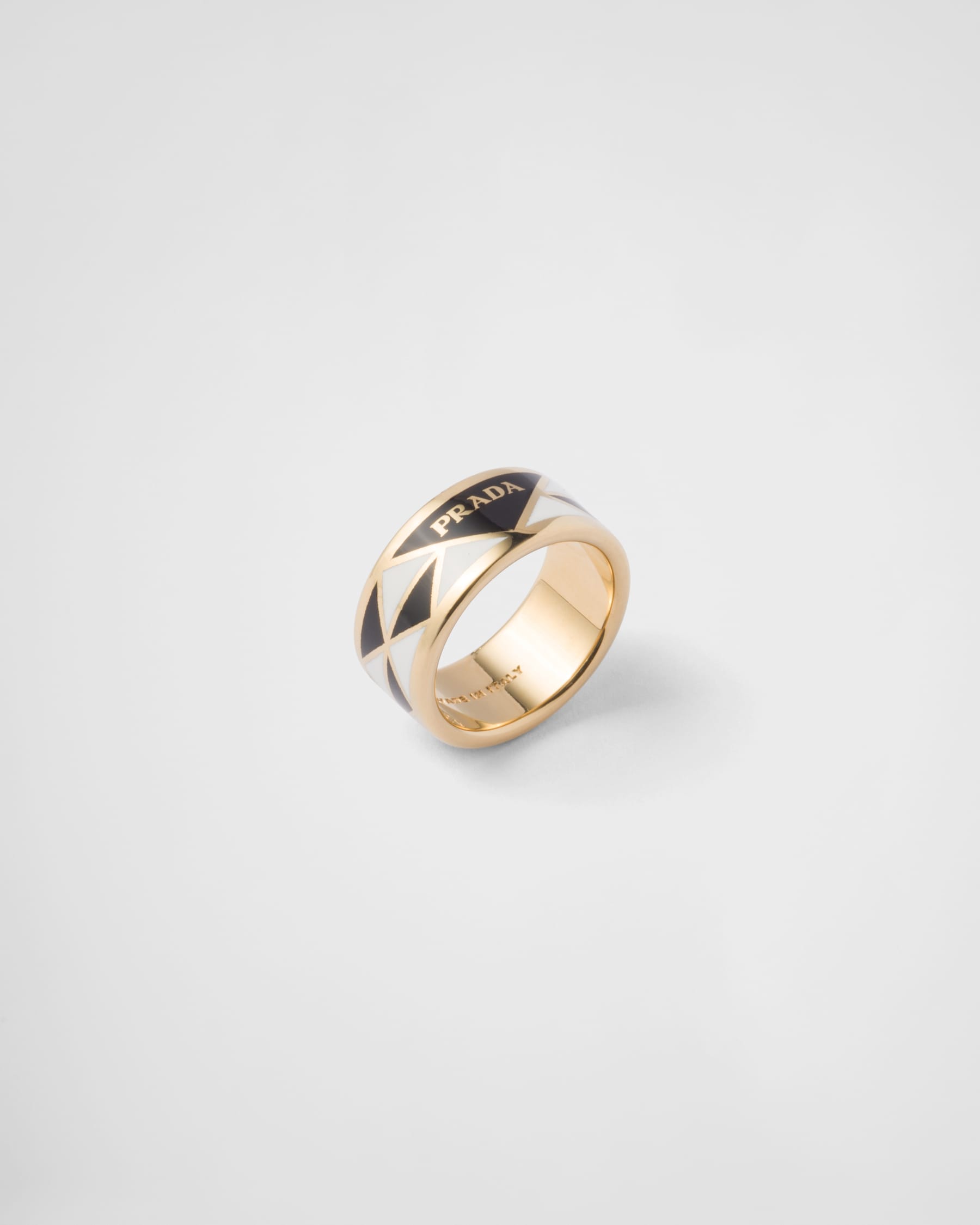 Black/white Enameled Metal Ring | PRADA