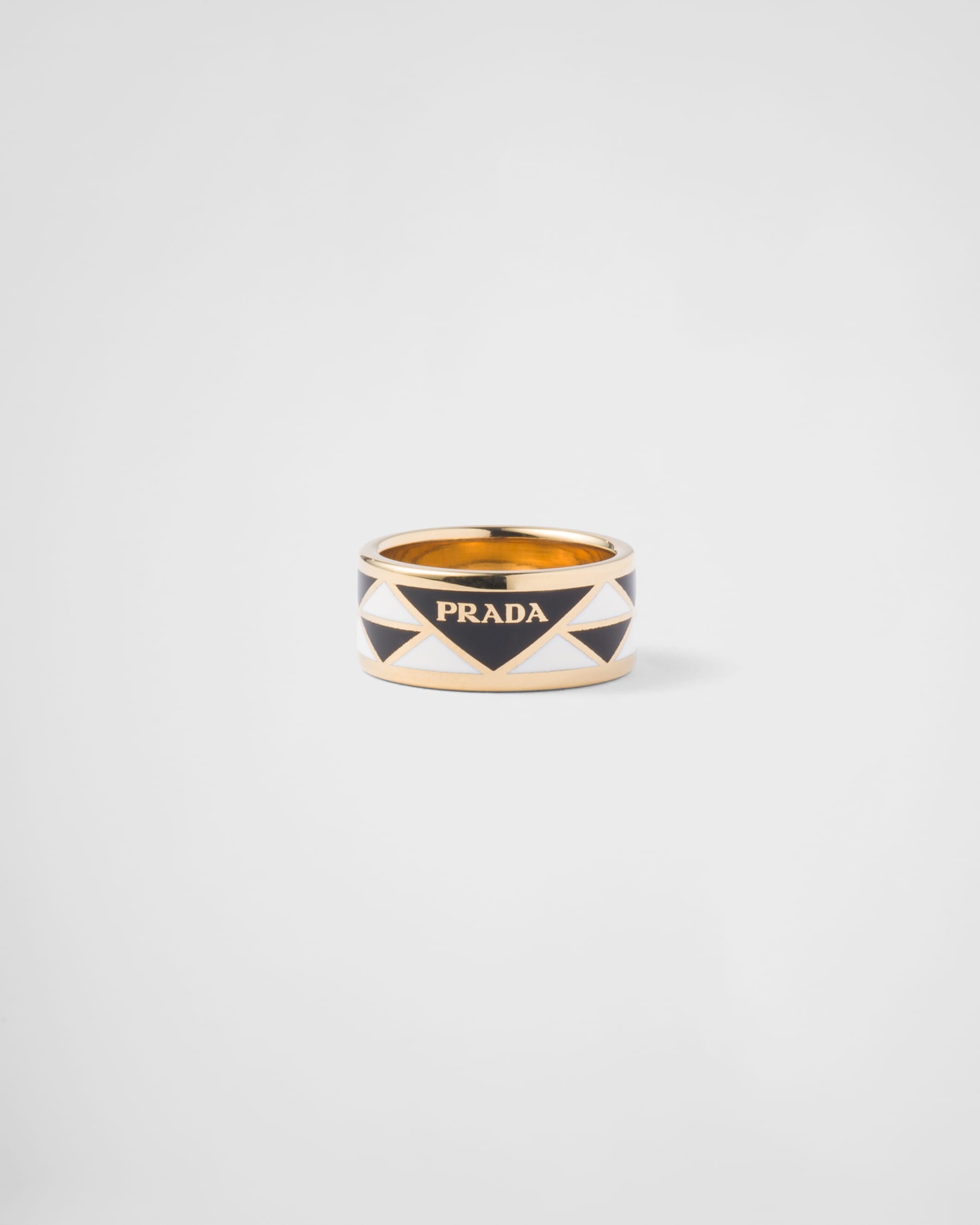 Black/white Enameled Metal Ring | PRADA