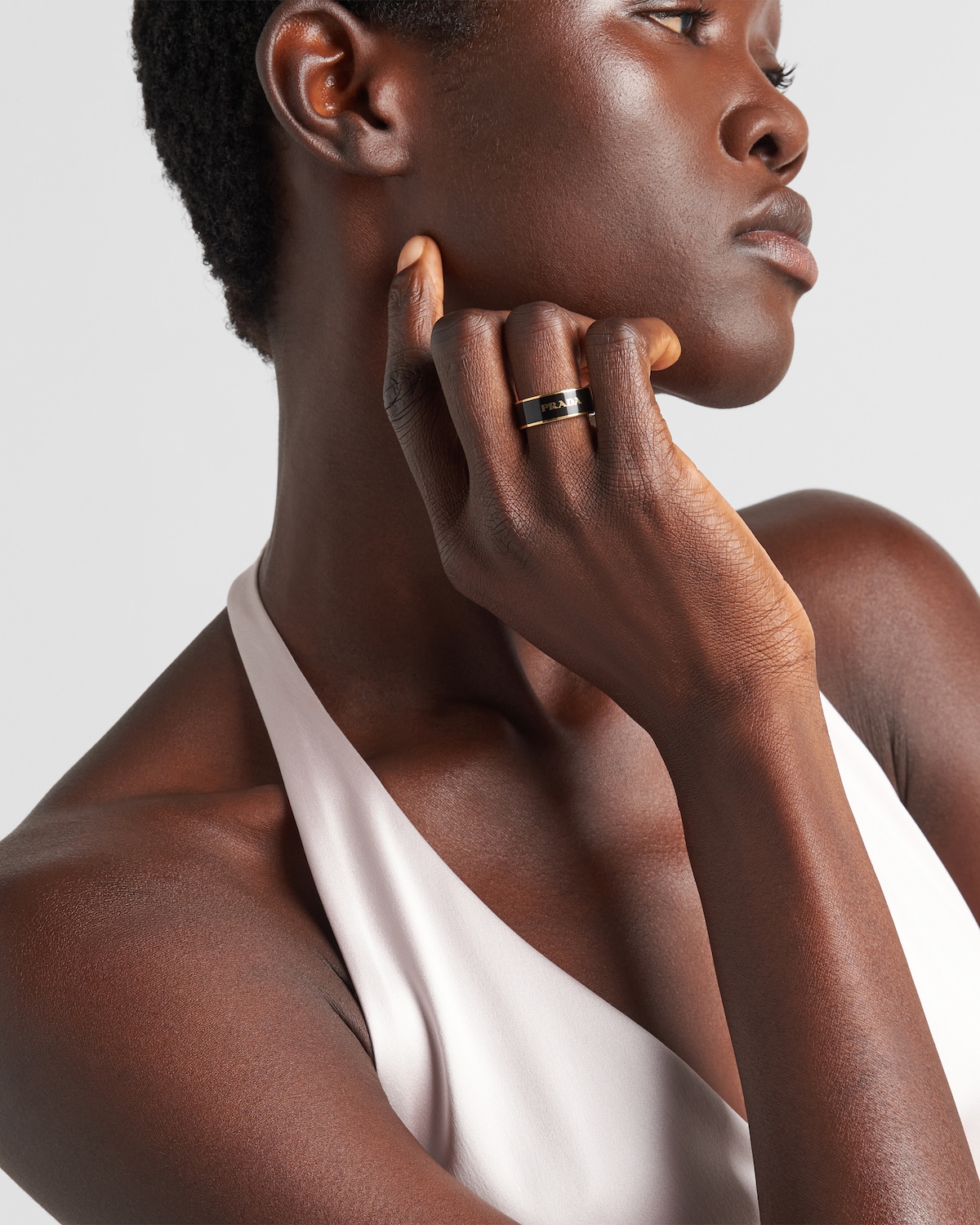 Black/gold Enameled Metal Ring | PRADA