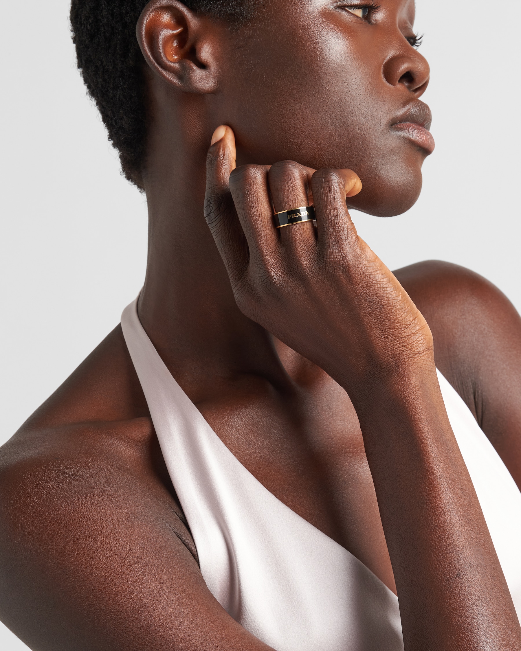 Black/gold Enameled Metal Ring | PRADA