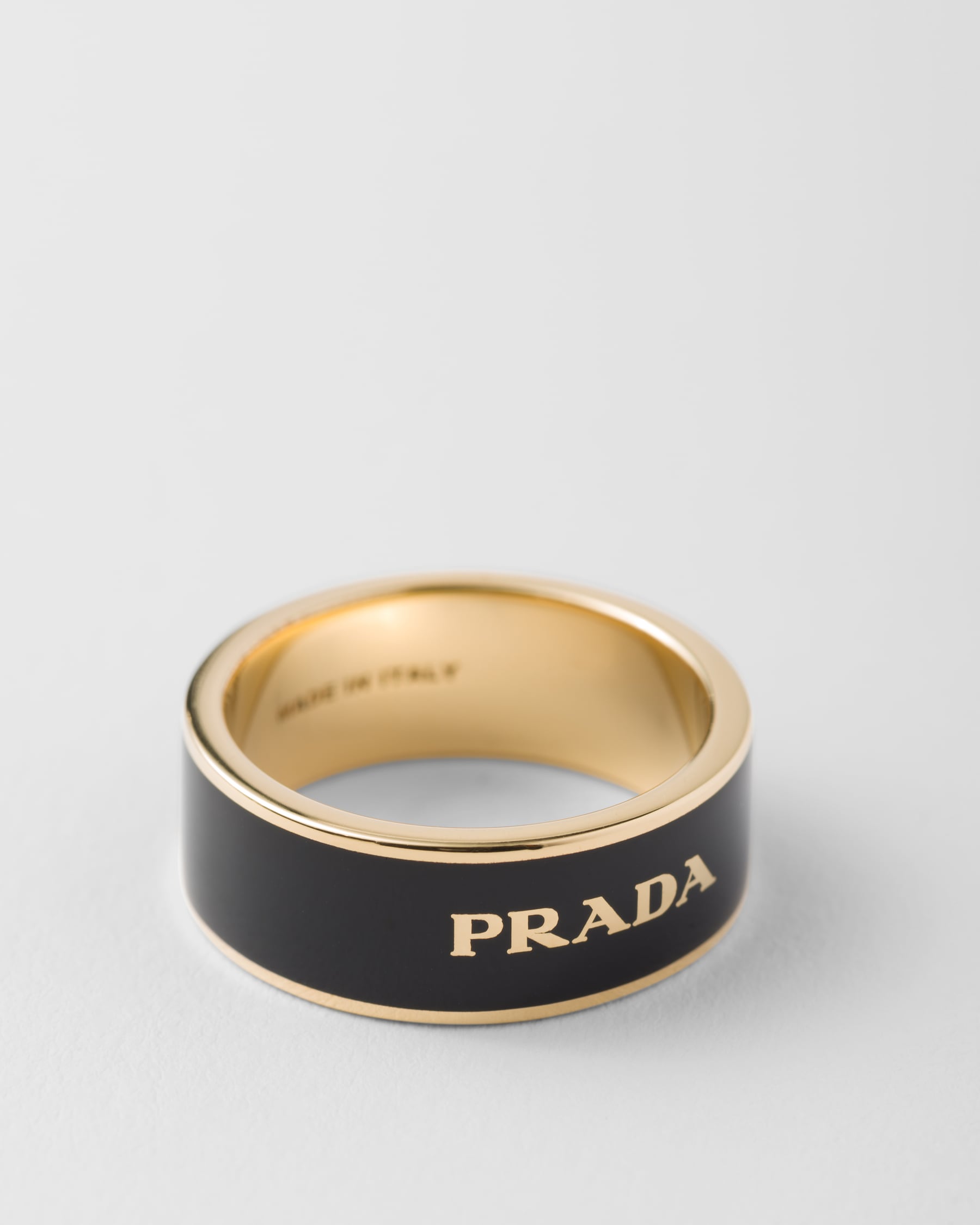 Black/gold Enameled Metal Ring | PRADA