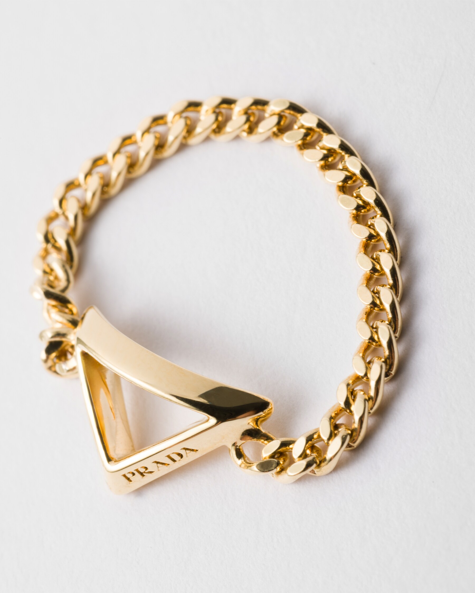 Gold Metal Chain Ring | PRADA