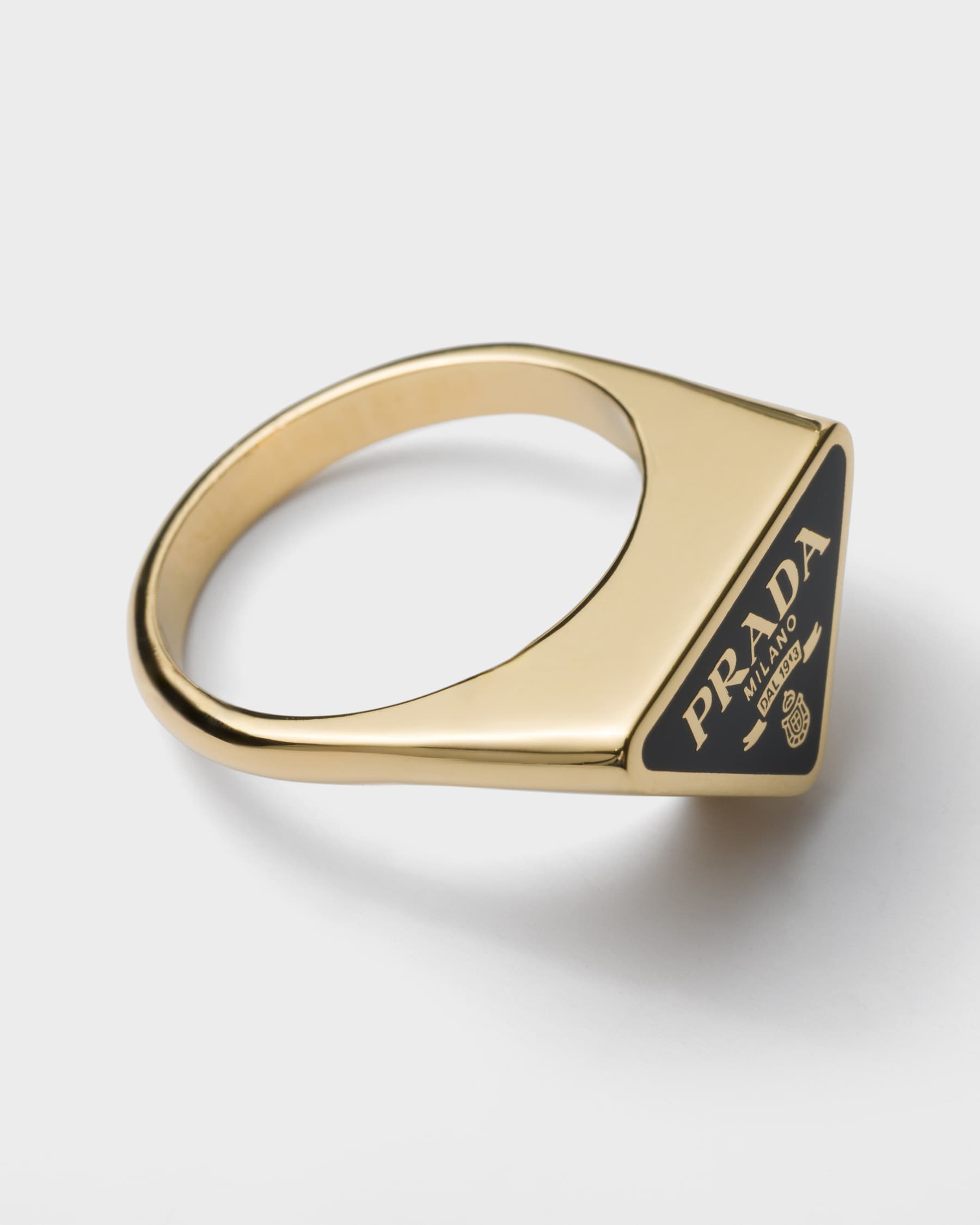 Gold/black Enameled Metal Ring | PRADA - United States