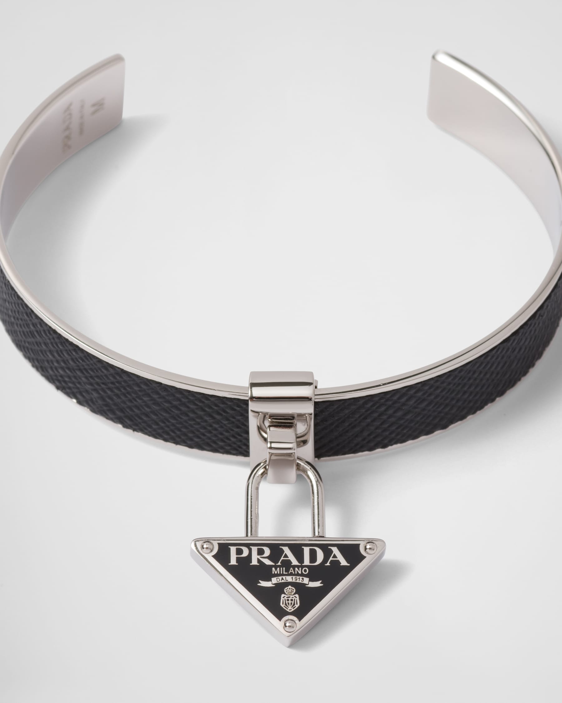 Black Metal And Saffiano Leather Bracelet | PRADA