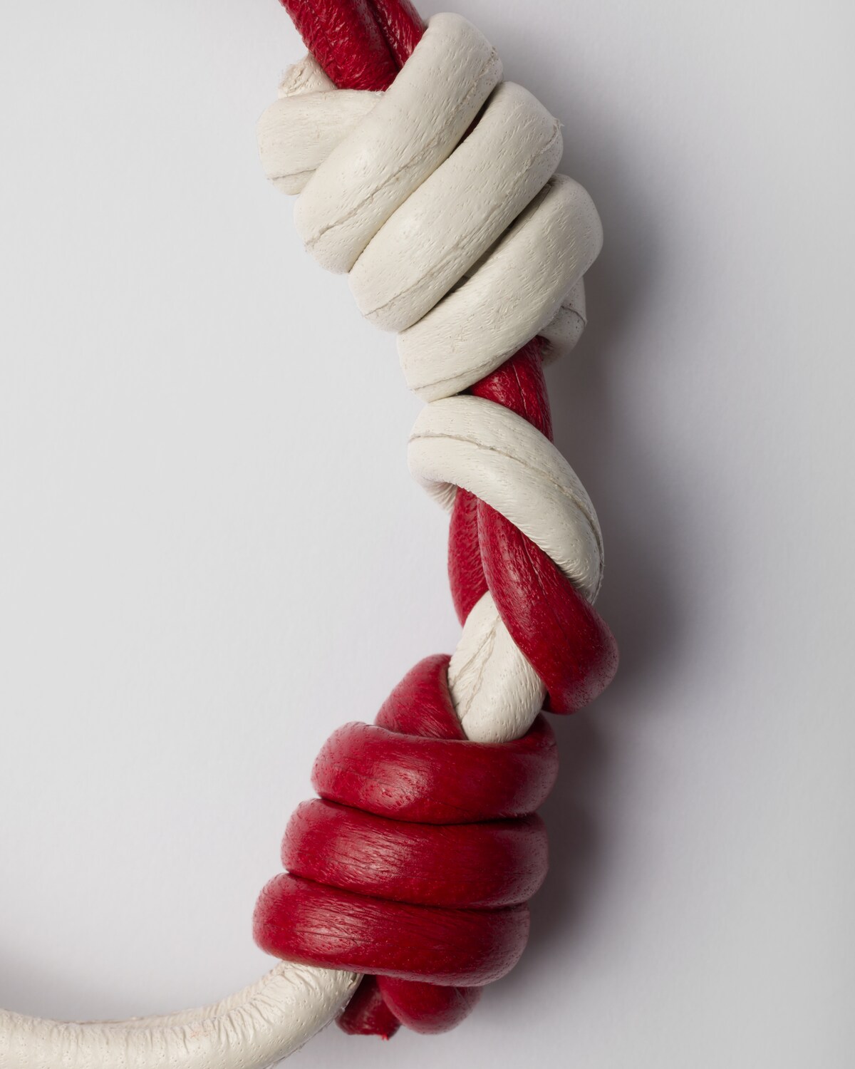 Fiery Red/white Braided Nappa Leather Bracelet | PRADA