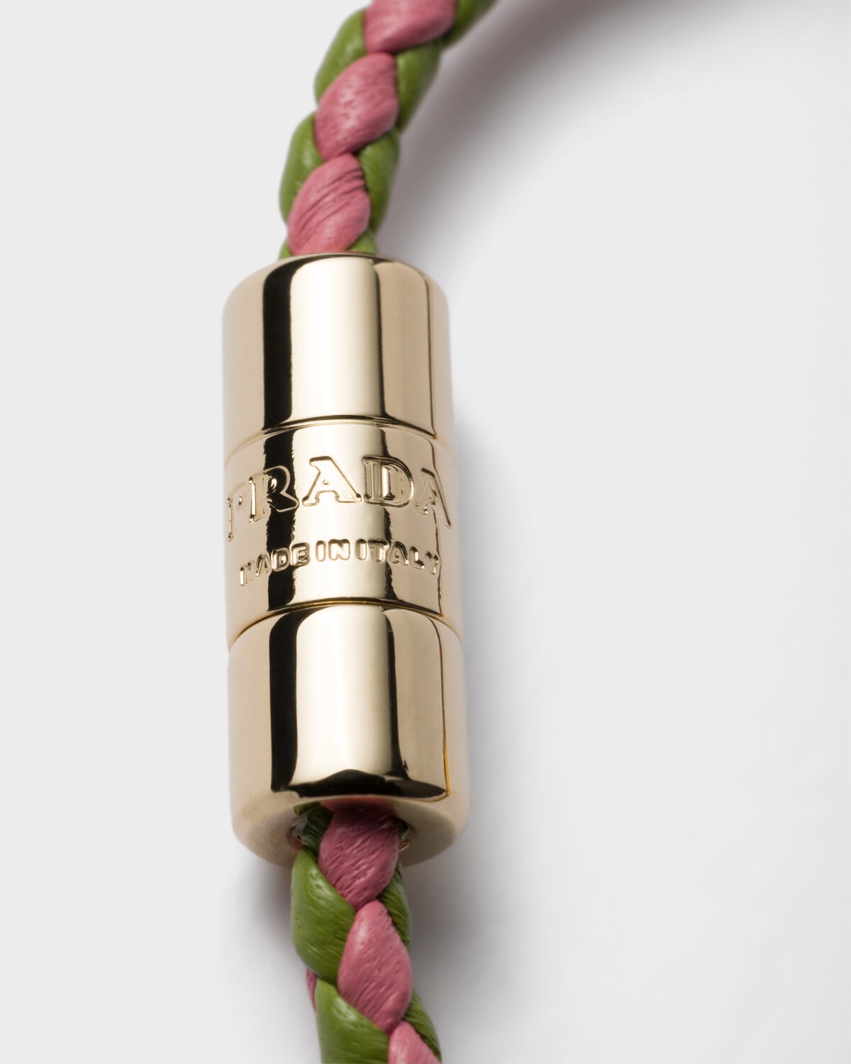 Petal Pink/lawn Green Braided Nappa Leather Bracelet | PRADA