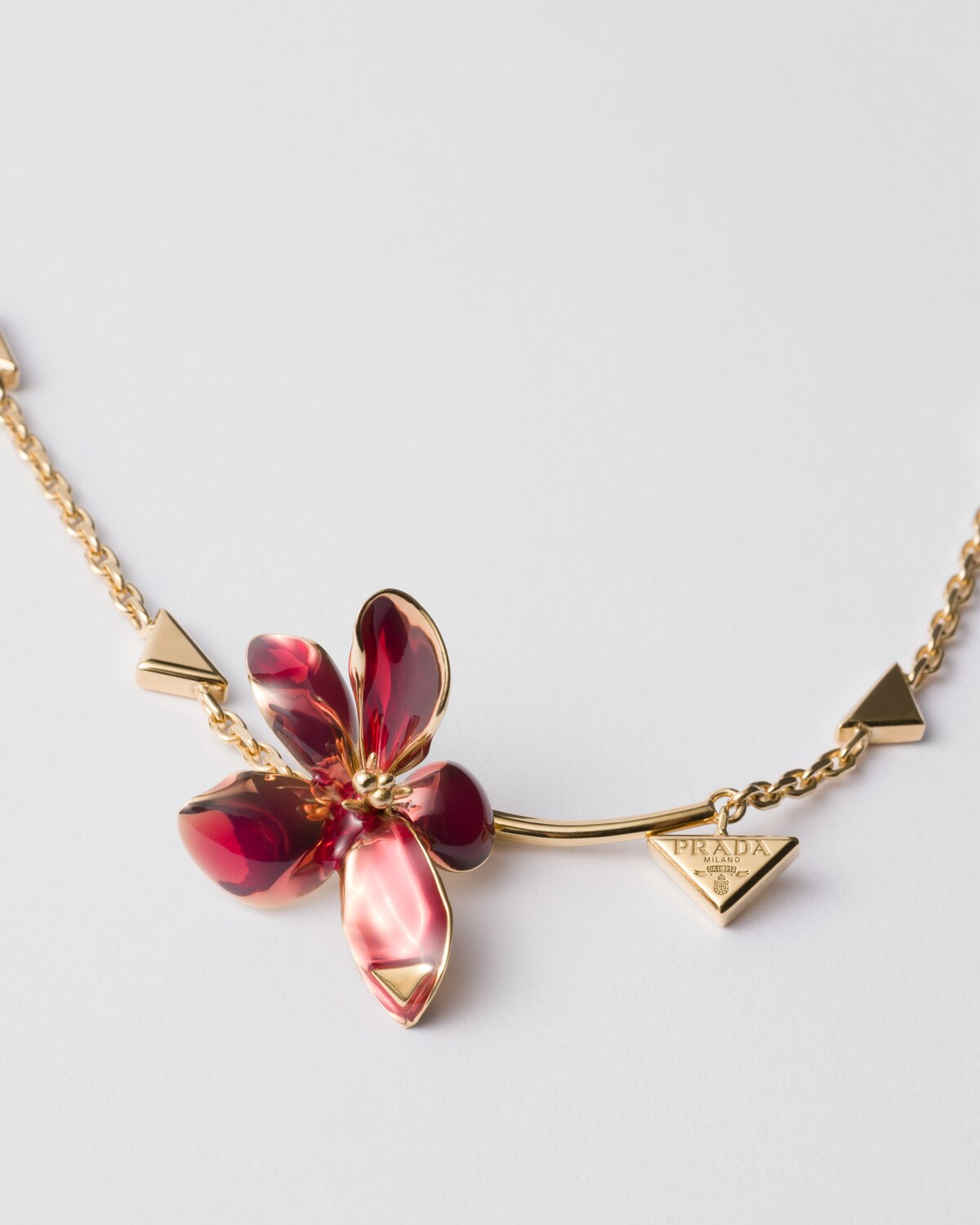 Petal Pink Enameled Metal Necklace | PRADA