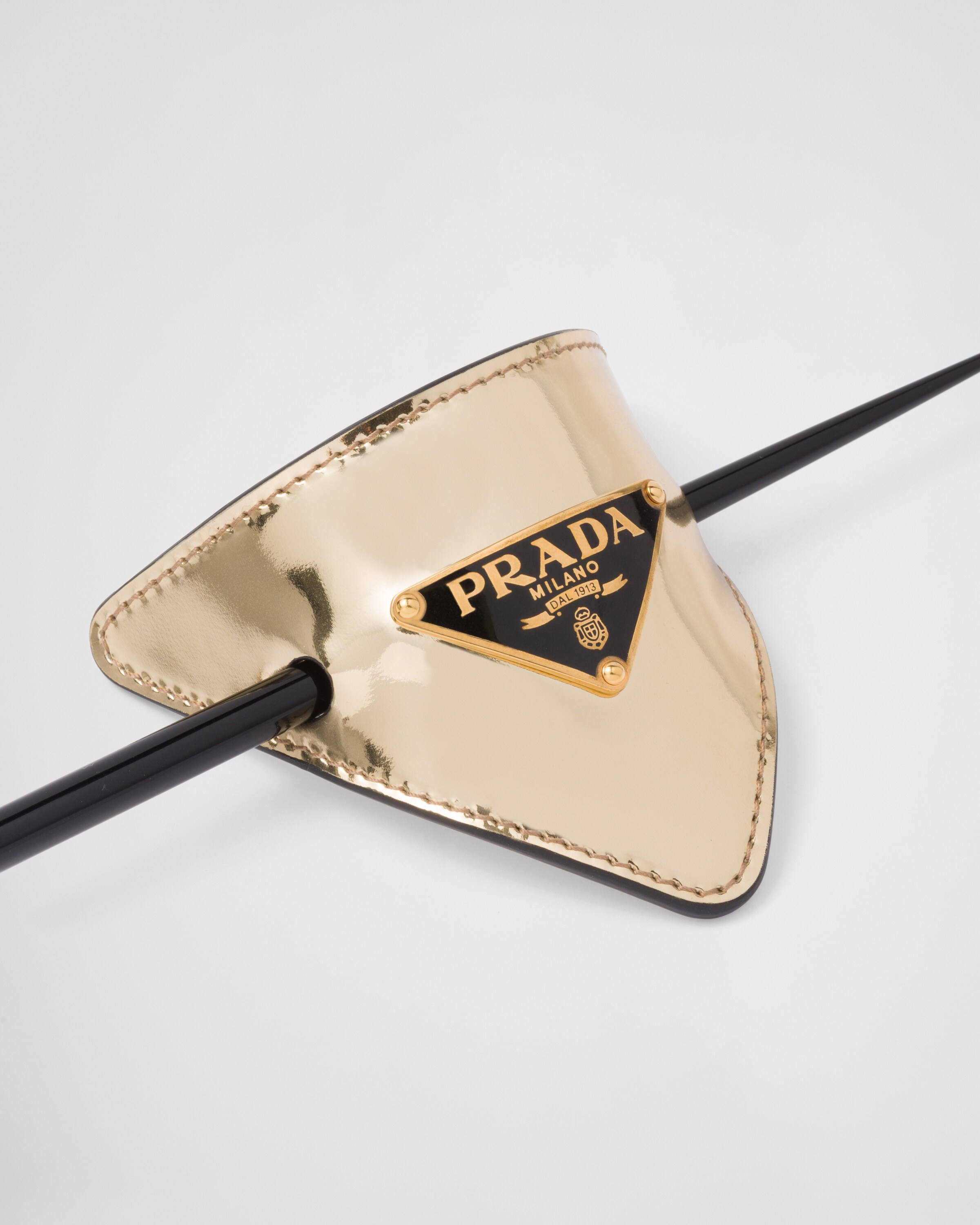 Platinum Brushed leather hair clasp with stick | Prada