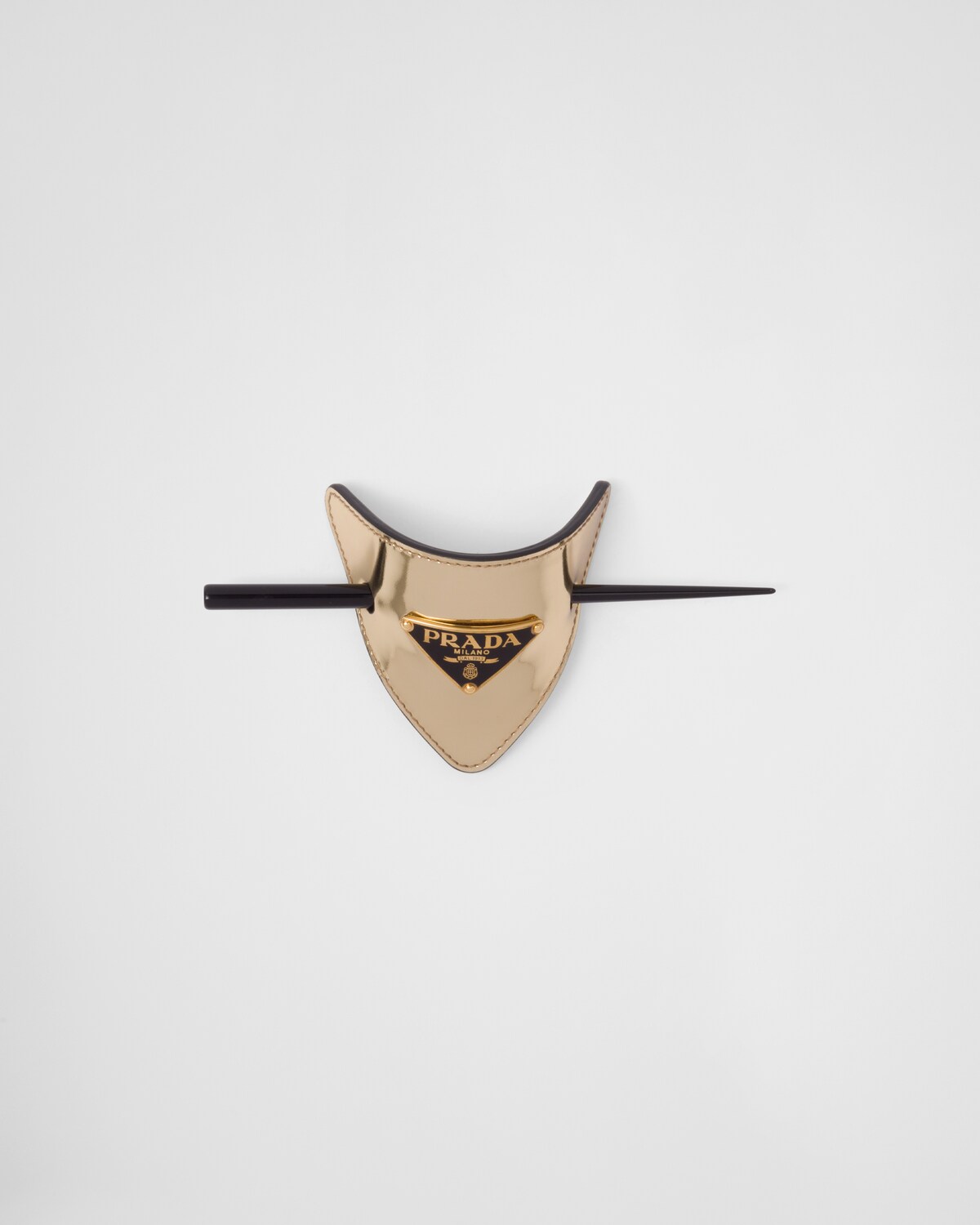 Barrette En Cuir Brossé Avec Pic Platine | PRADA