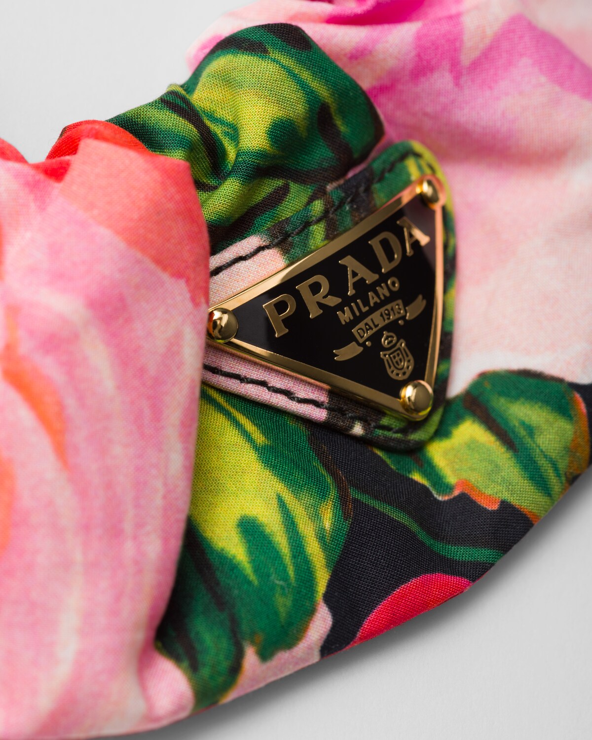 Black Printed Fabric Scrunchie | PRADA