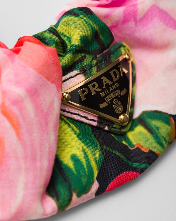 Black Printed Fabric Scrunchie | PRADA