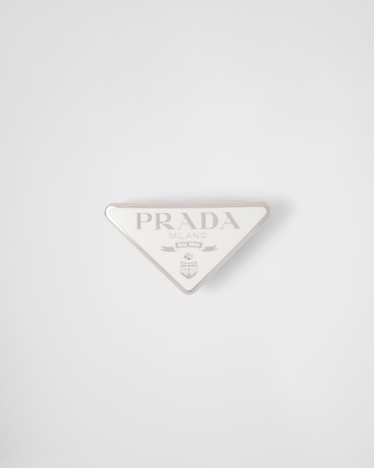 White Metal Hair Clip | PRADA