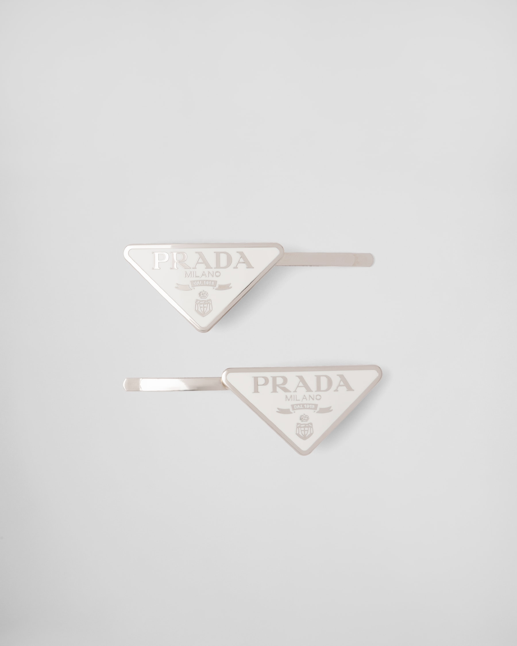 White Metal Hair Pins | PRADA