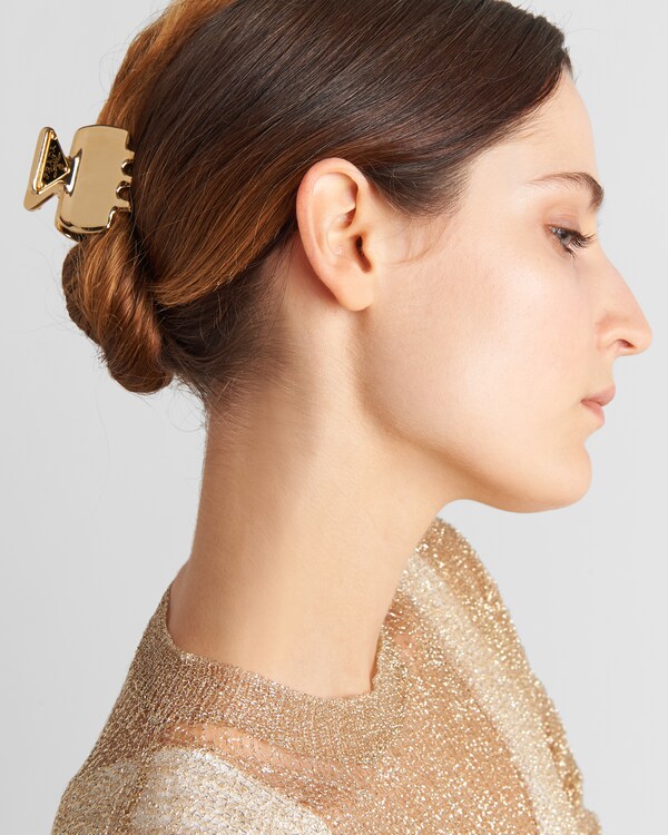 Gold Metal Hair Clip | PRADA