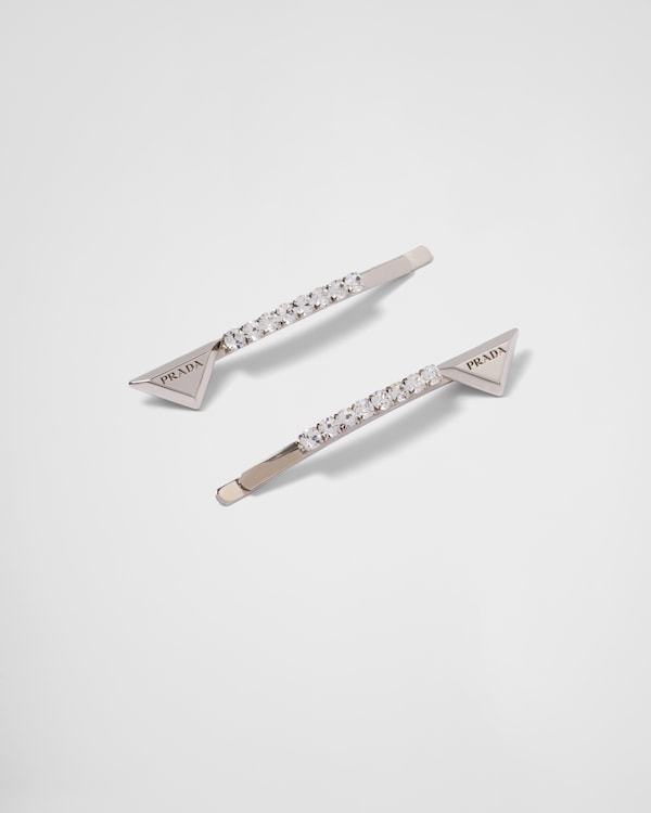 Steel/crystal Embellished Brass Hair Clip | PRADA