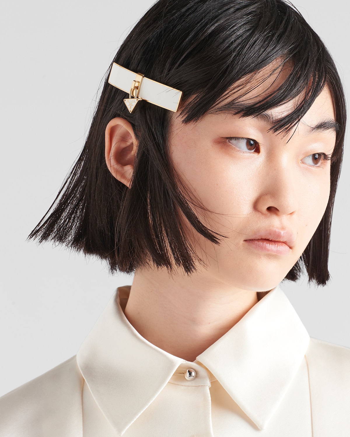 White/gold Metal Hair Clip | PRADA