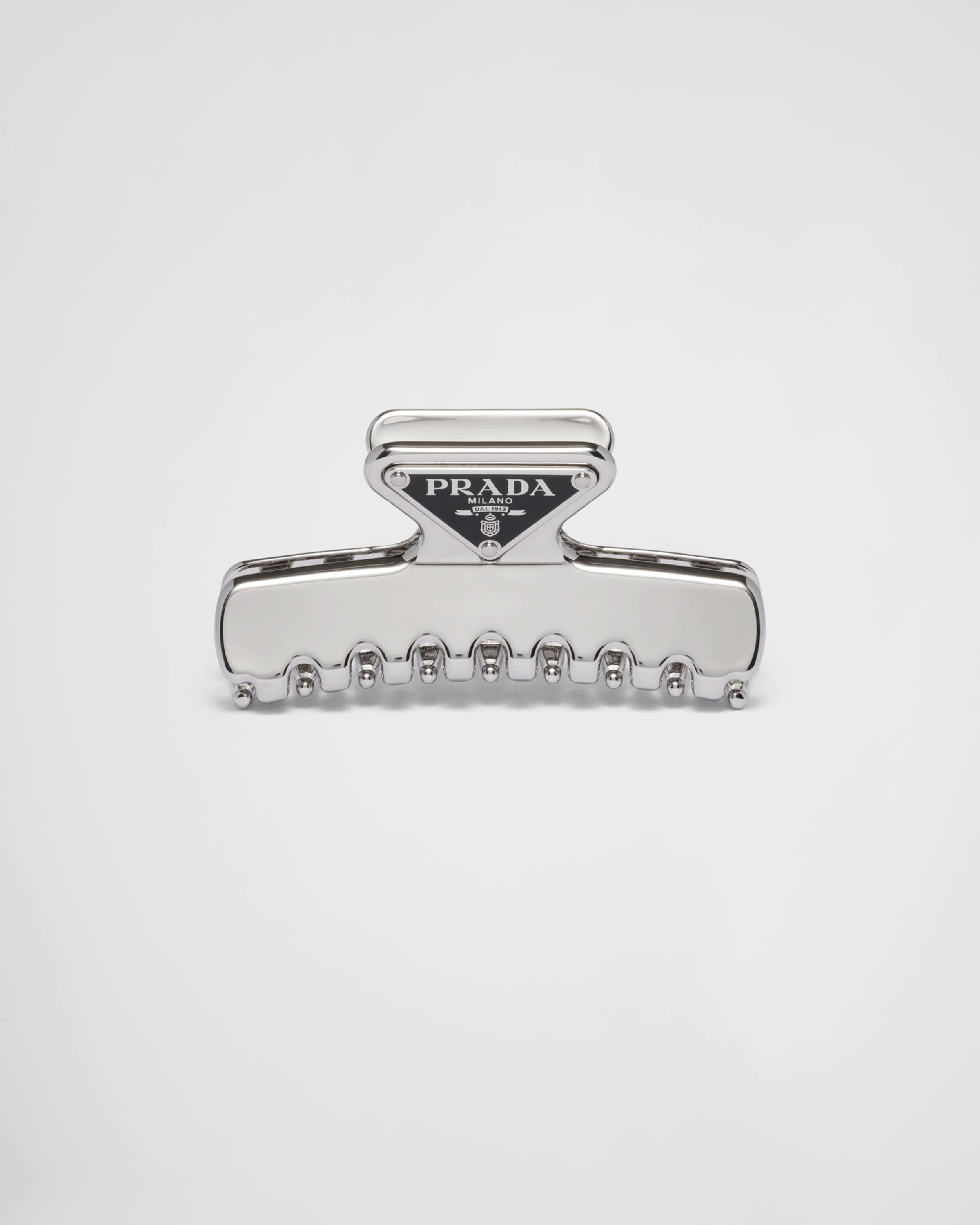 Steel Gray Metal Hair Clip | PRADA