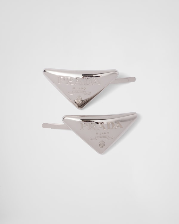 Silver Metal Hair Clips | PRADA