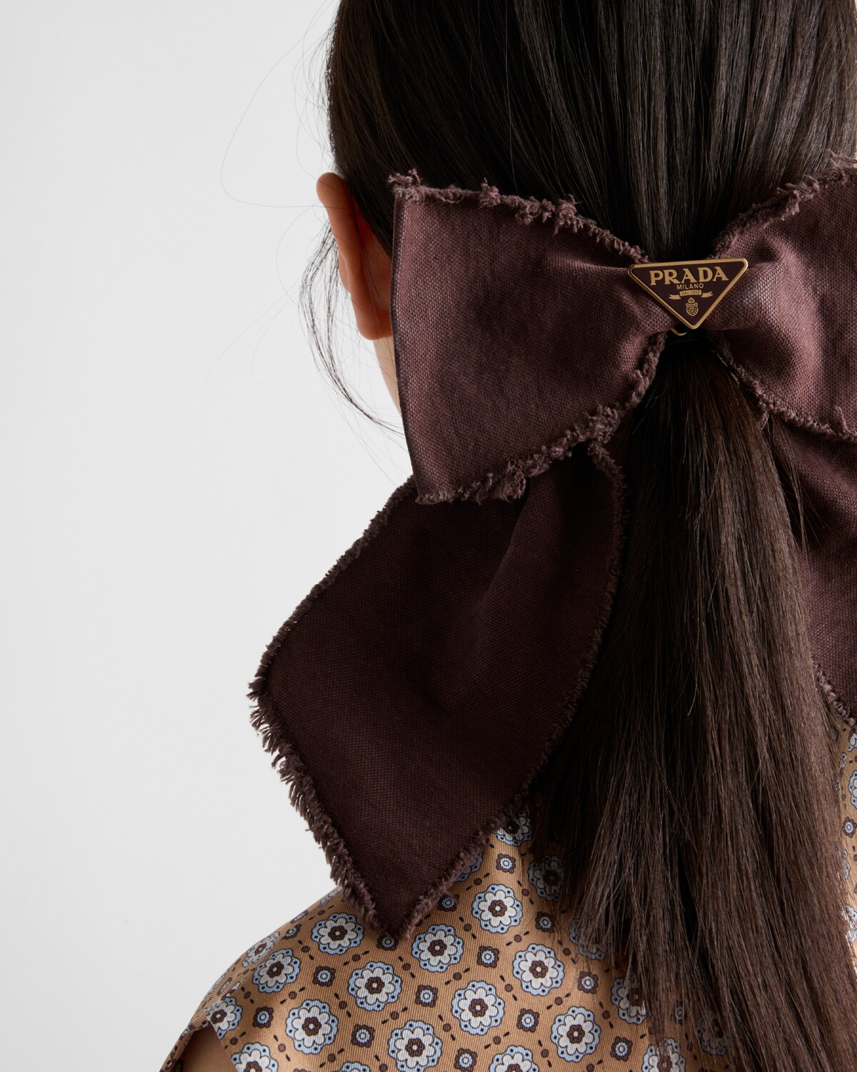 Burgundy Canvas Hair Clip | PRADA